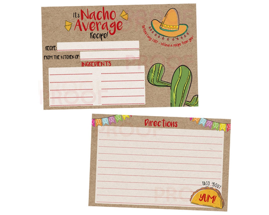 Nacho Average Bridal Shower Gifts Taco Recipe Cards Bride Shower Nacho ...
