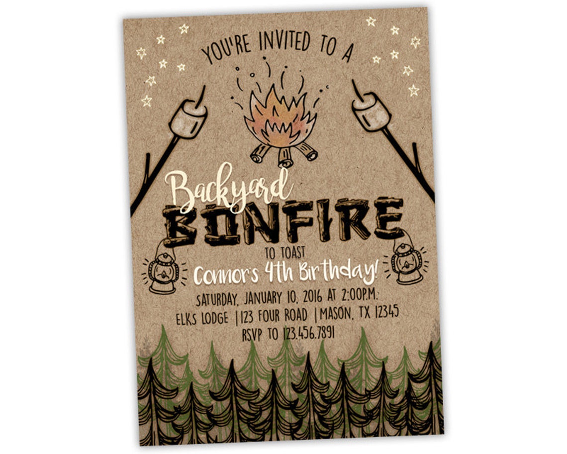 Bonfire Invitations Bonfire Birthday Invitation Bonfire - Etsy