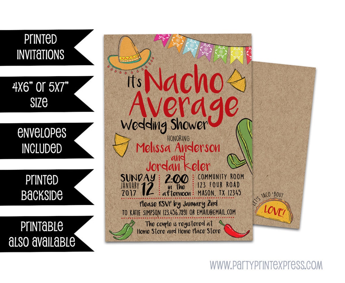 Nacho Average Bridal Shower Invitation Nacho Fiesta Wedding - Etsy