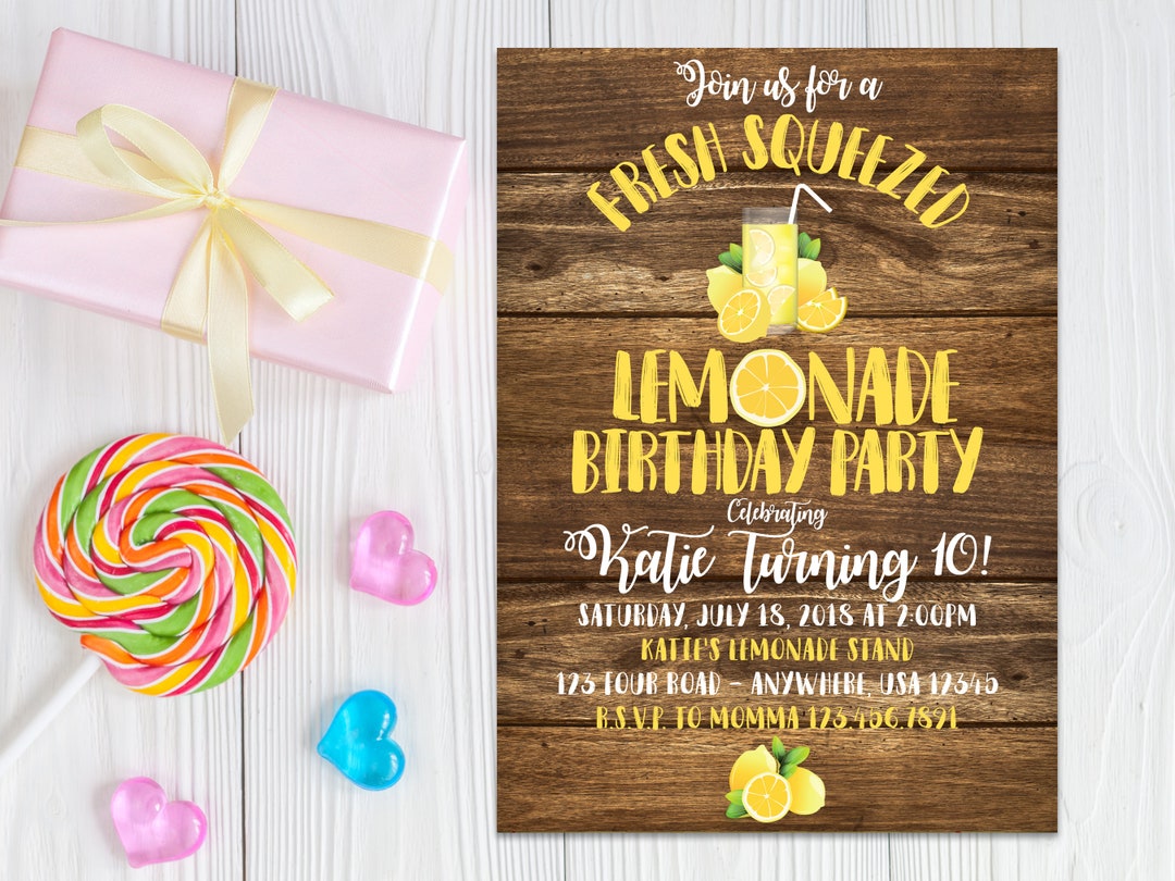 Lemonade Birthday Invitations - Fruity Kids Birthday Invitations ...