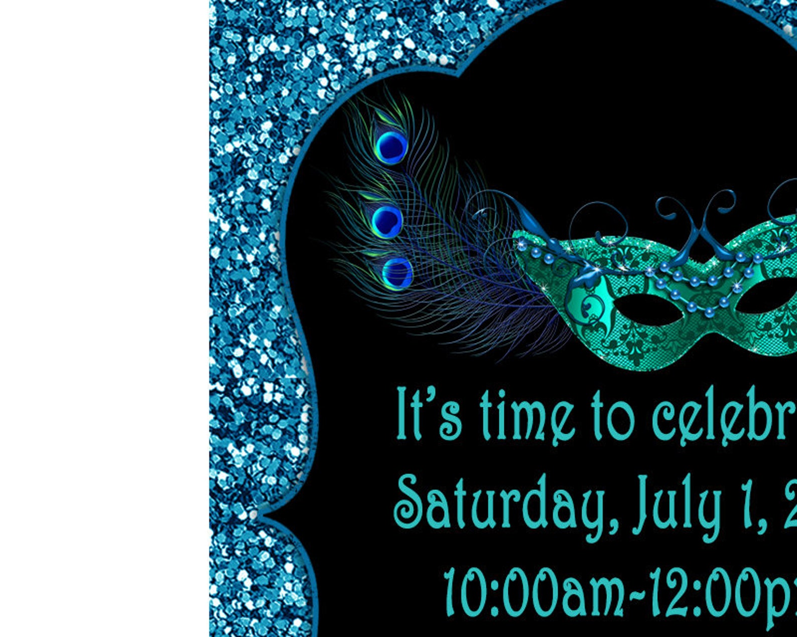 Masquerade VIP Pass Lanyard Invitations Peacock Glitter | Etsy