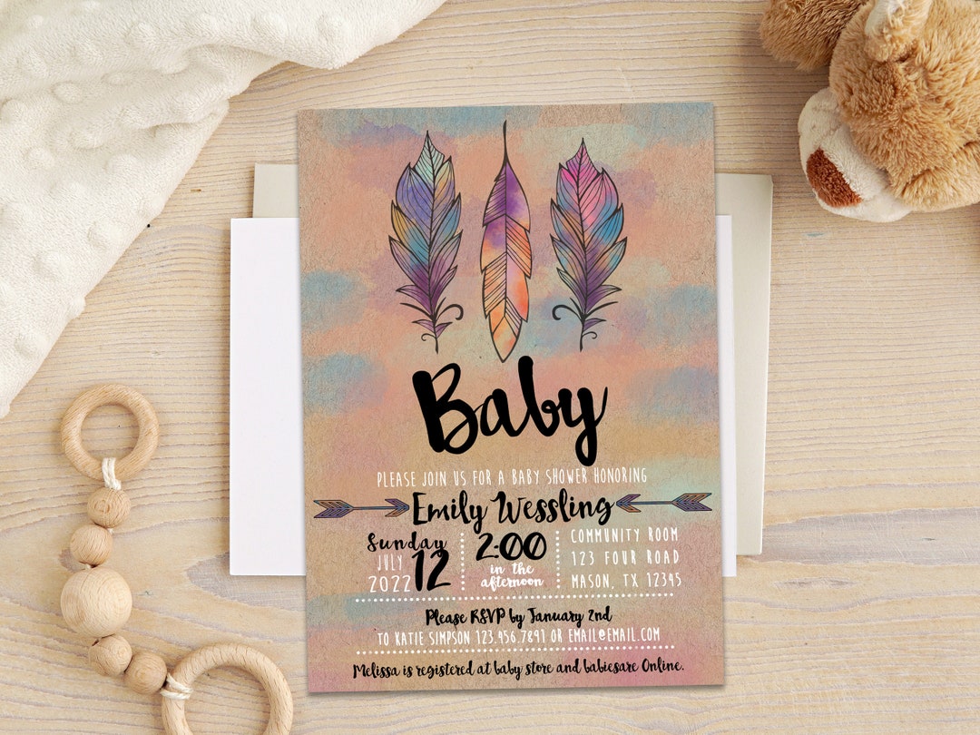 Tribal Baby Shower Invitation Aztec Baby Shower Invite Boho Baby Shower ...