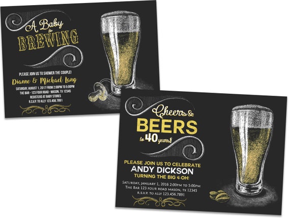 Cheers Beers Baby Brewing Shower Invitations or Birthday Party Invites ...