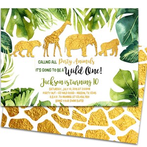 Jungle Safari Invitations Gold - Safari 1st Birthday Invitation ...