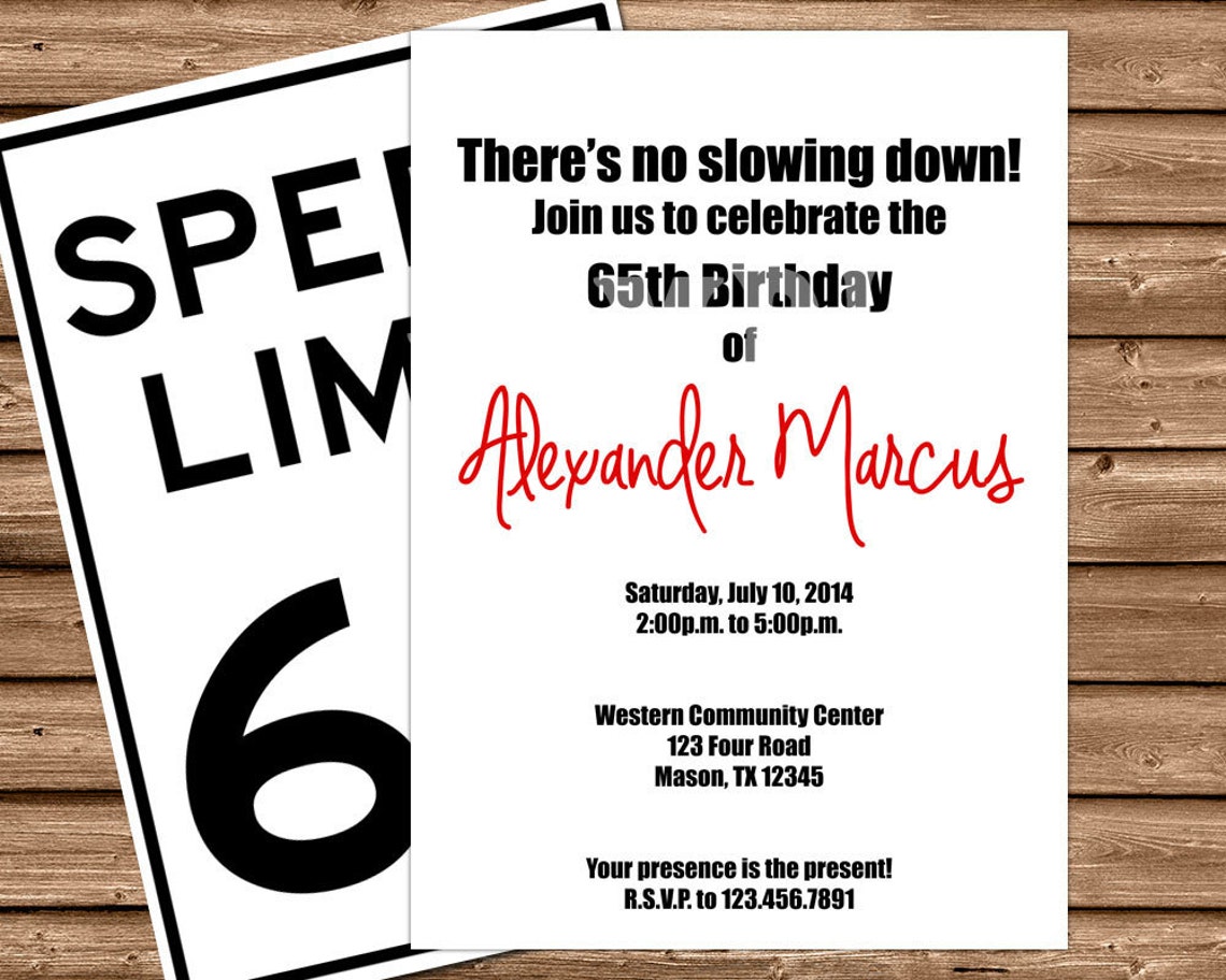 Speed Limit Sign Birthday Invitations for Men Women Funny - Etsy
