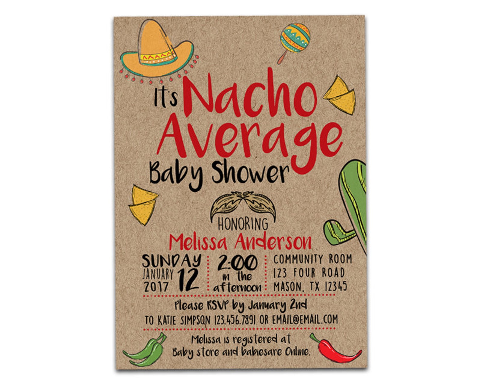 Nacho Average Baby Shower Invitation Boy Fiesta Baby Shower | Etsy