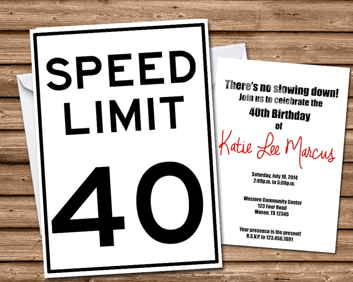 Speed Limit Sign Birthday Invitations for Men Women Funny - Etsy