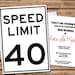 Speed Limit Sign Birthday Invitations for Men Women, Funny Over the ...