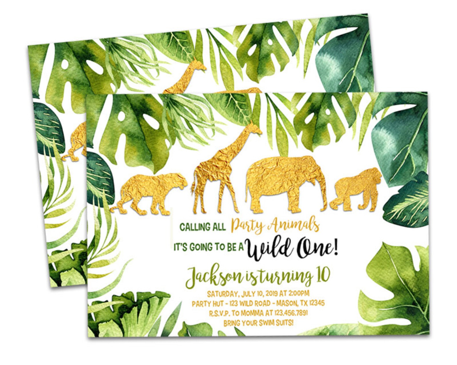 Jungle Safari Invitations Gold Safari 1st Birthday - Etsy