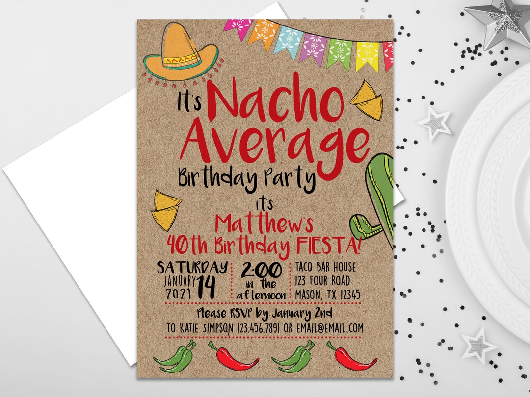 Nacho Average Birthday Invitations Boy Fiesta Birthday Invitations ...