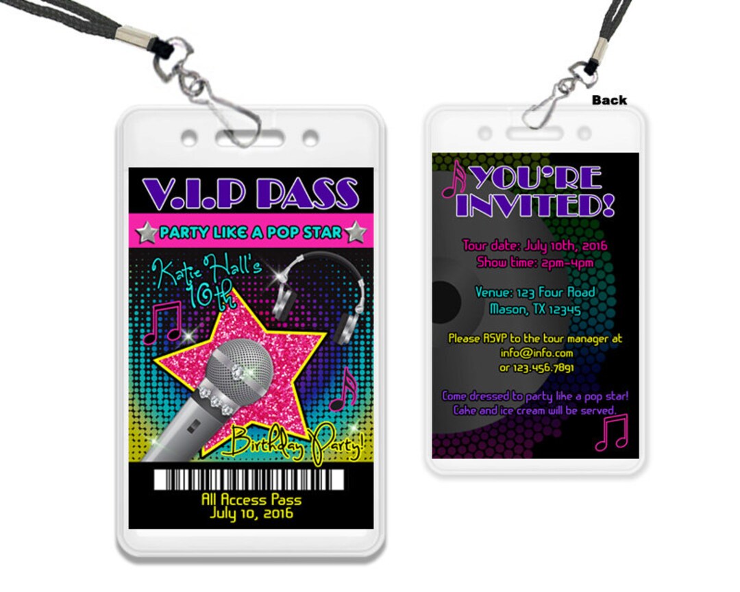 Pop Star Invitations - Rock Star Birthday Invitations - Music Birthday ...