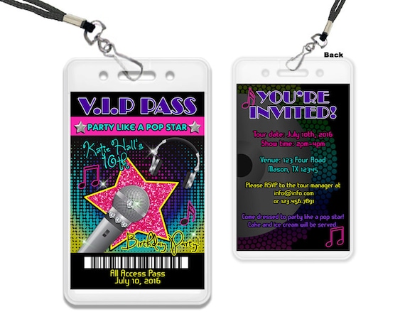 Pop Star Invitations - Rock Star Birthday Invitations - Music Birthday ...