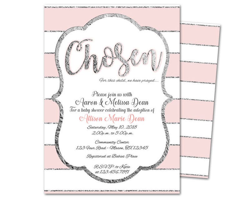 Pink Adoption Baby Shower Invitation Girl Adoption Baby - Etsy