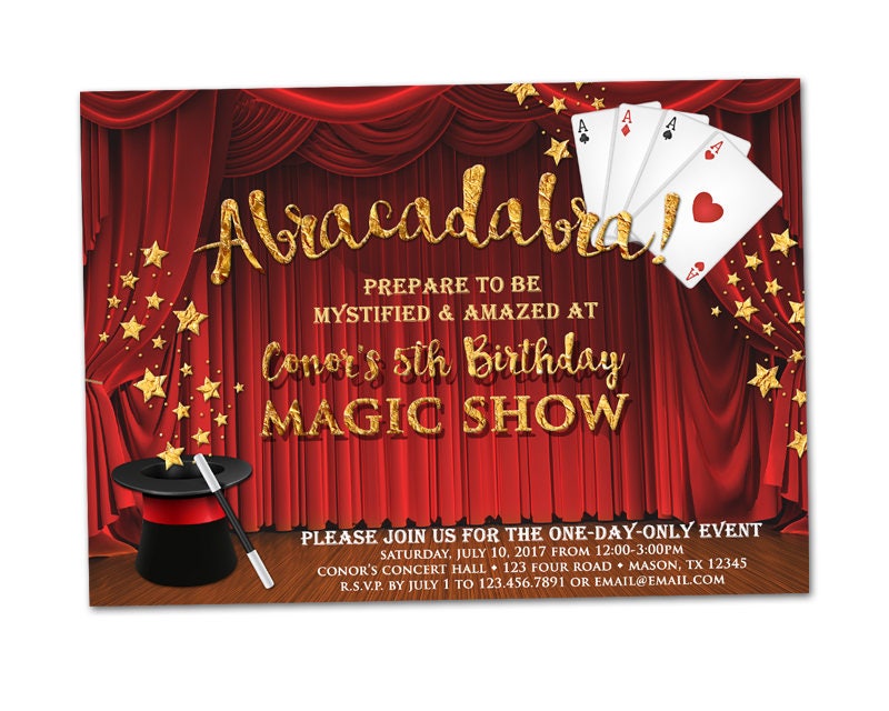 Magic Show Birthday Invitations Magic Invitation Magic | Etsy