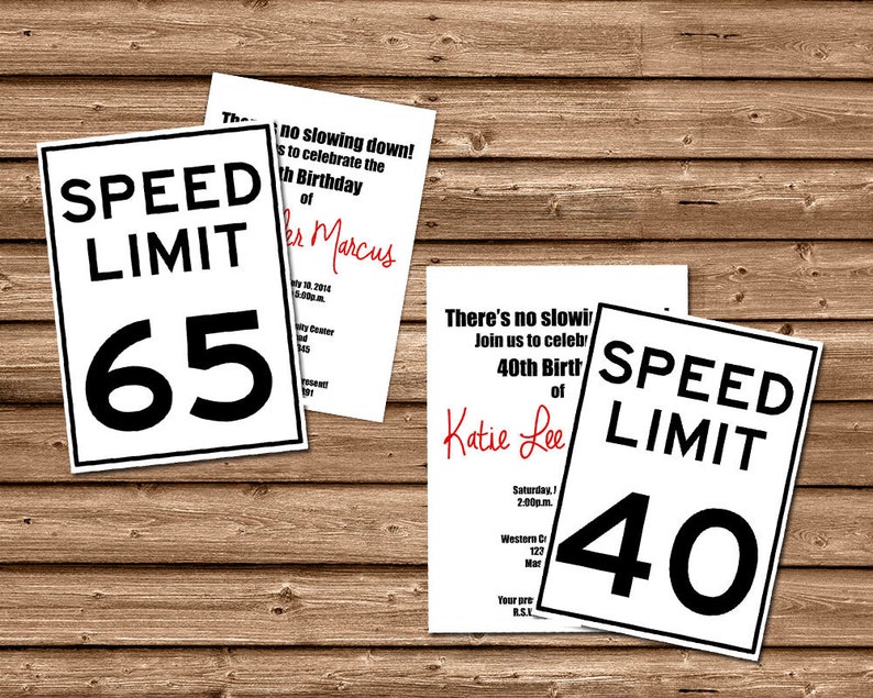 Speed Limit Sign Birthday Invitations for Men Women Funny - Etsy