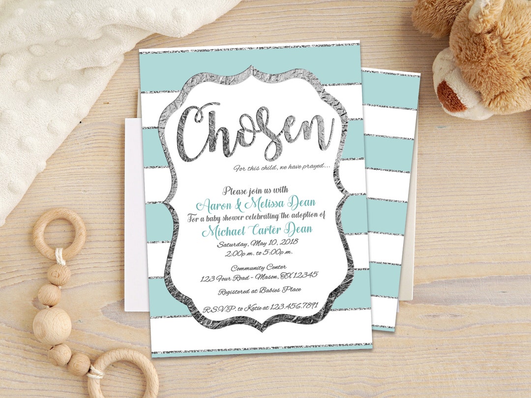 Adoption Baby Shower Invitations Boy - Blue Adopted Baby Shower ...
