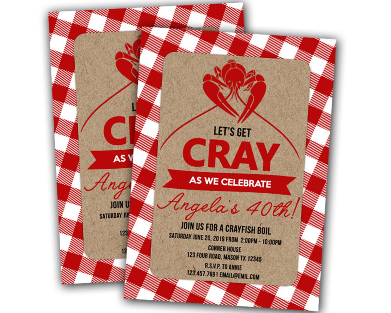 Crawfish Boil Invitations Cray Crayfish Invitation | Etsy
