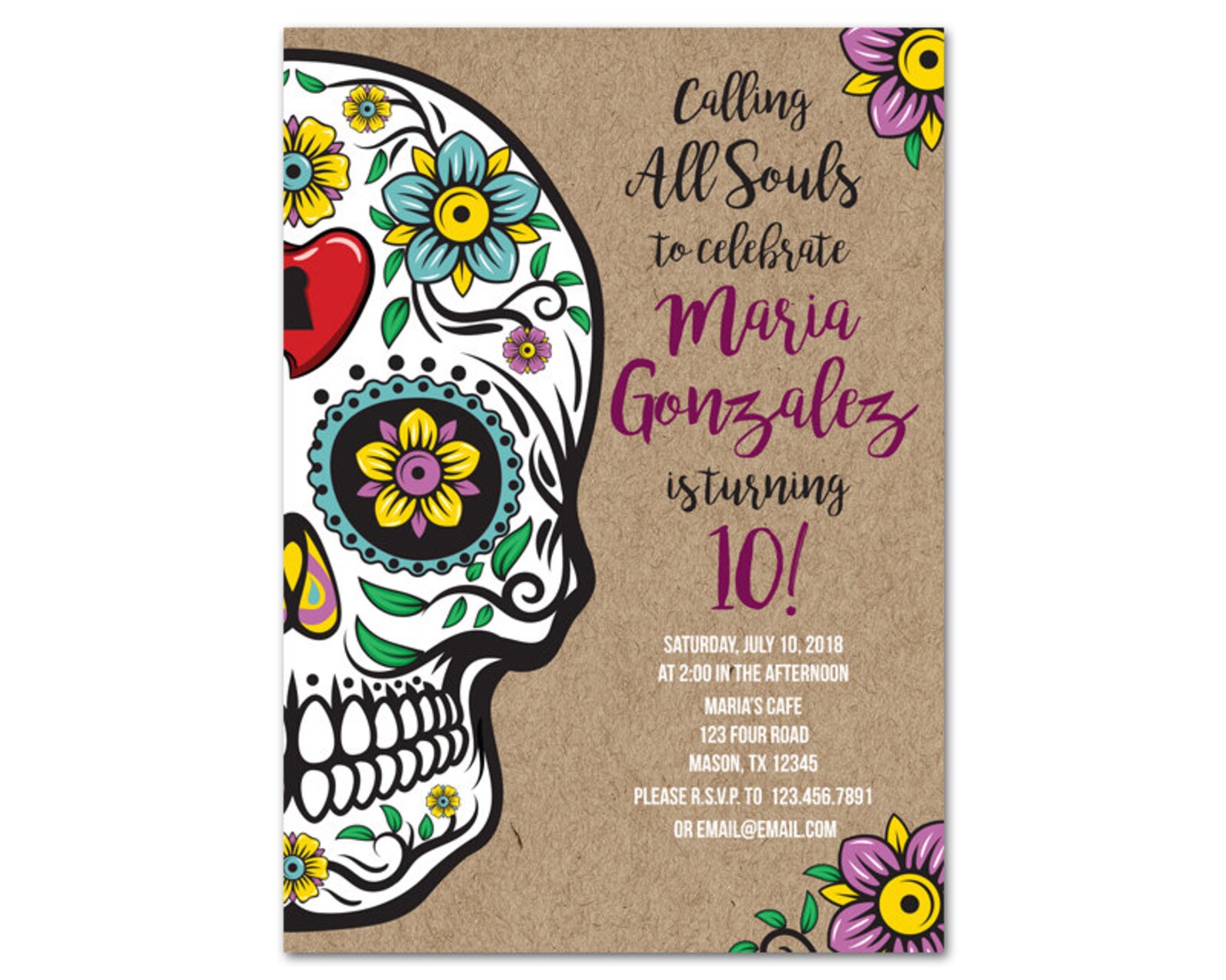 Sugar Skull Birthday Invitation Sugar Skull Invitations - Etsy