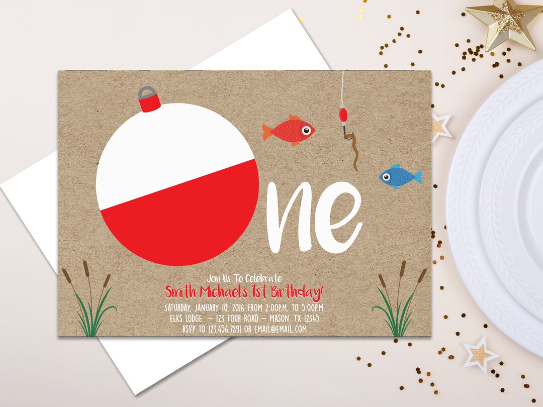 Big One Birthday Invitations - Fishing 1st Birthday Invitation - Boy ...