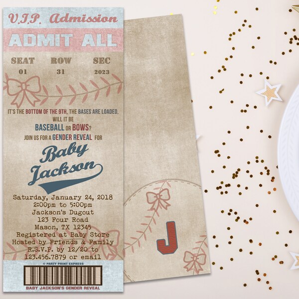 Baseball Gender Reveal Invitation - Etsy
