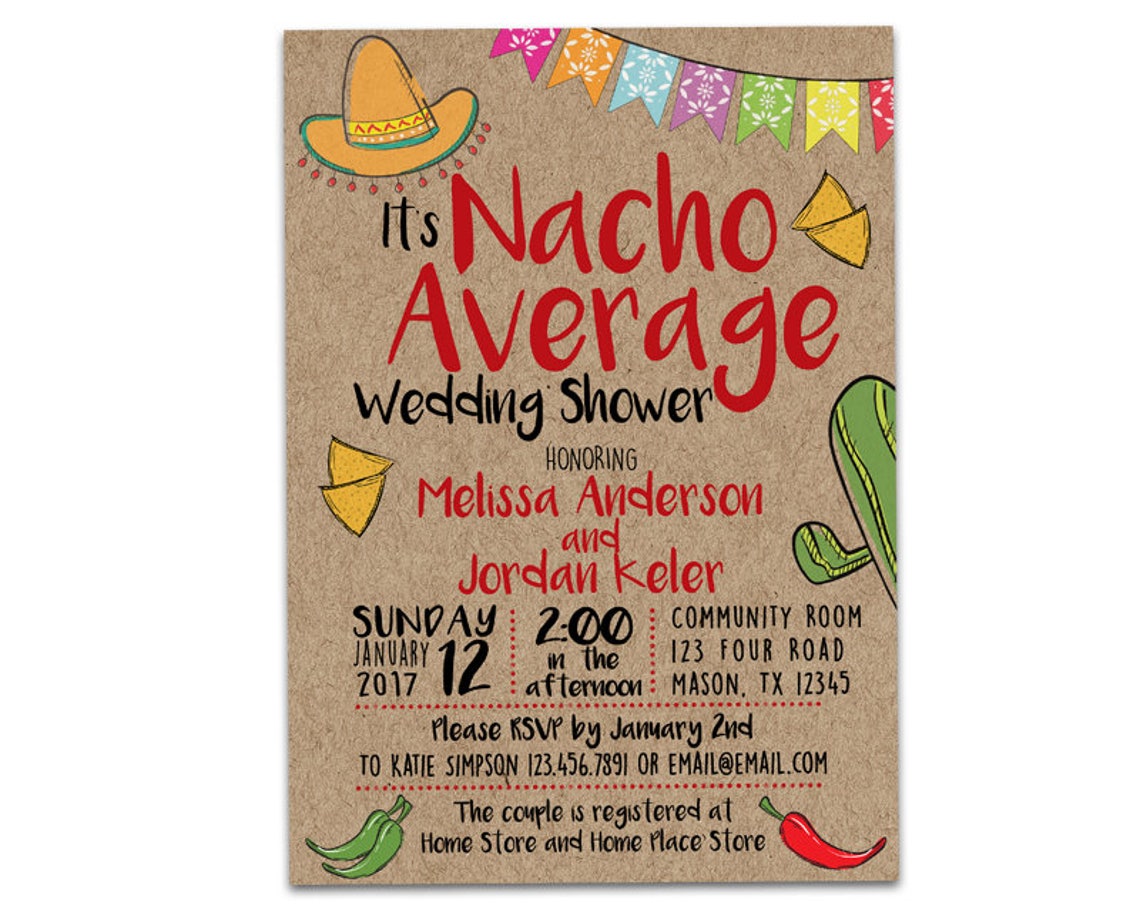 Nacho Average Bridal Shower Invitation Nacho Fiesta Wedding - Etsy