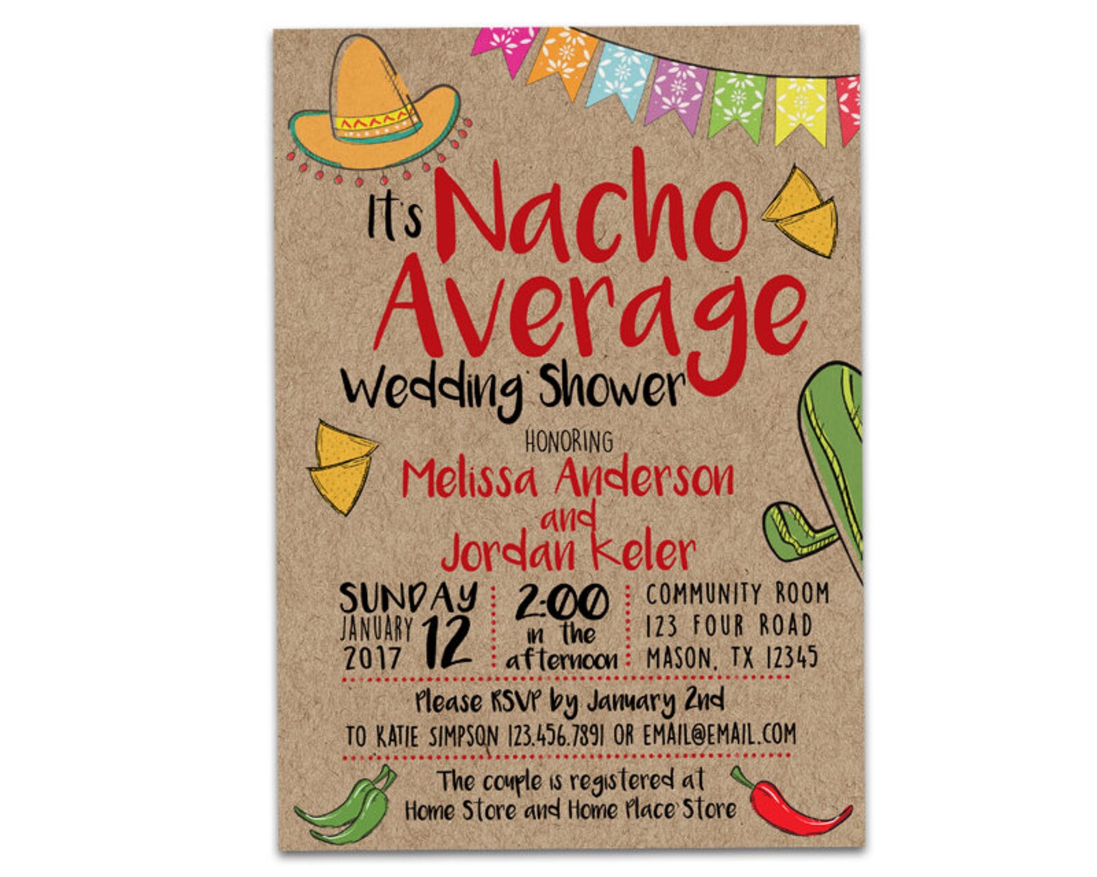 Nacho Average Bridal Shower Invitation Nacho Fiesta Wedding Shower Taco ...