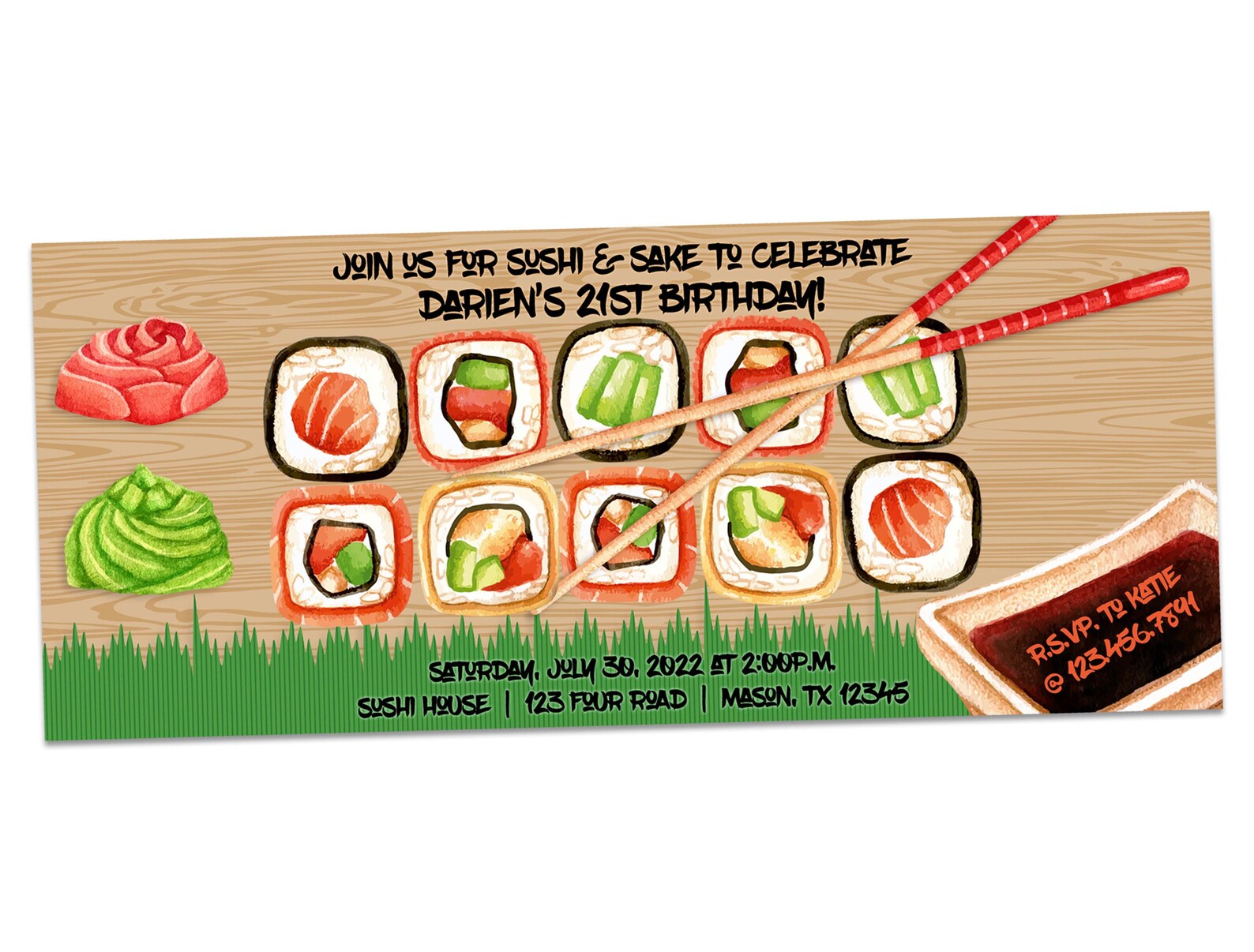 Kids Sushi Birthday Invitation Sushi Board Invitations - Etsy
