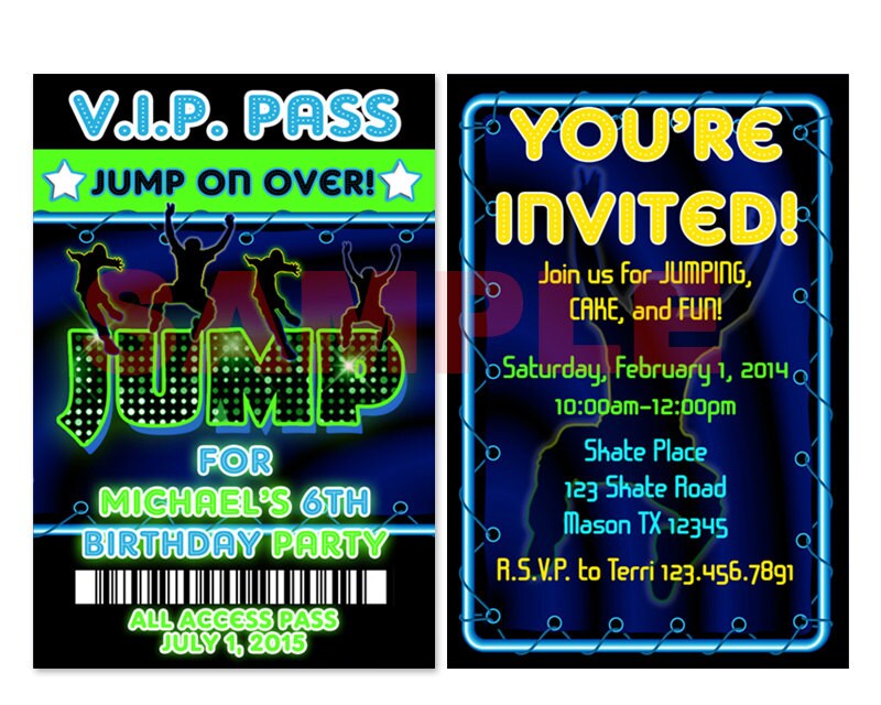 Jump VIP Pass Invitation Lanyards Jump Birthday Invitation - Etsy