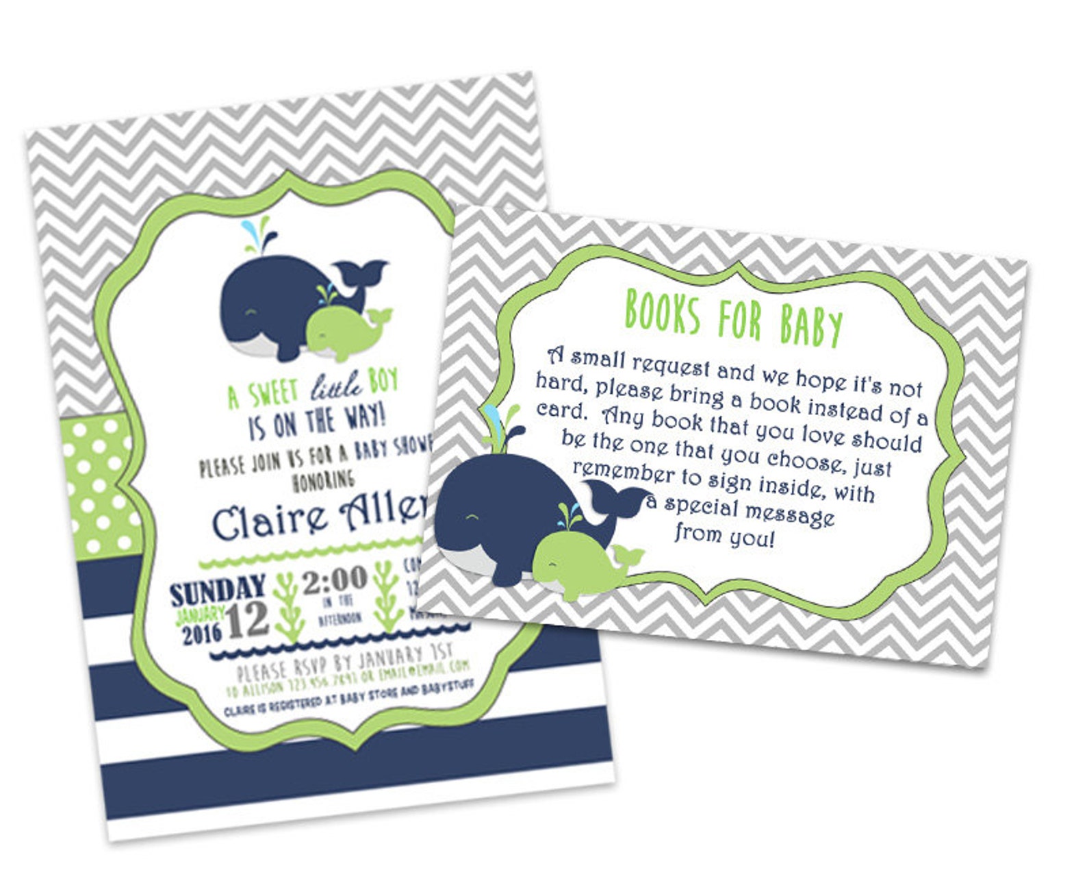 Matching Theme Books for Baby Card Inserts for Party Print - Etsy