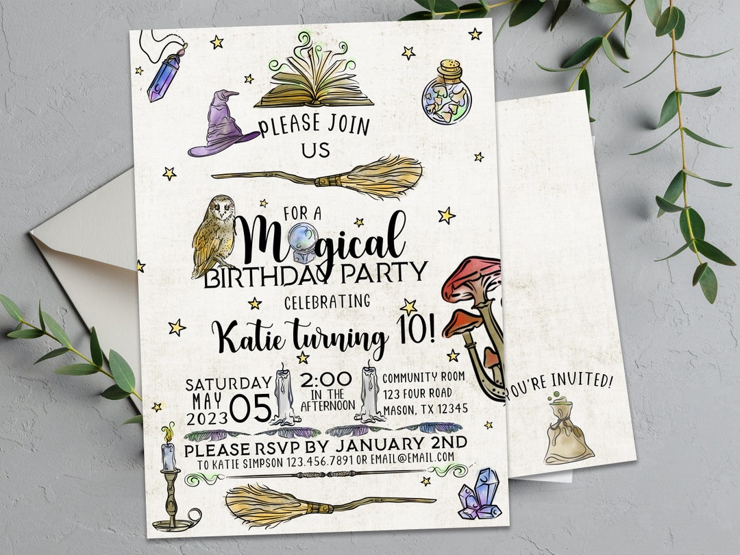 Magic Wizards Birthday Invitations - Hocus Teen Witches Invites - Owl ...