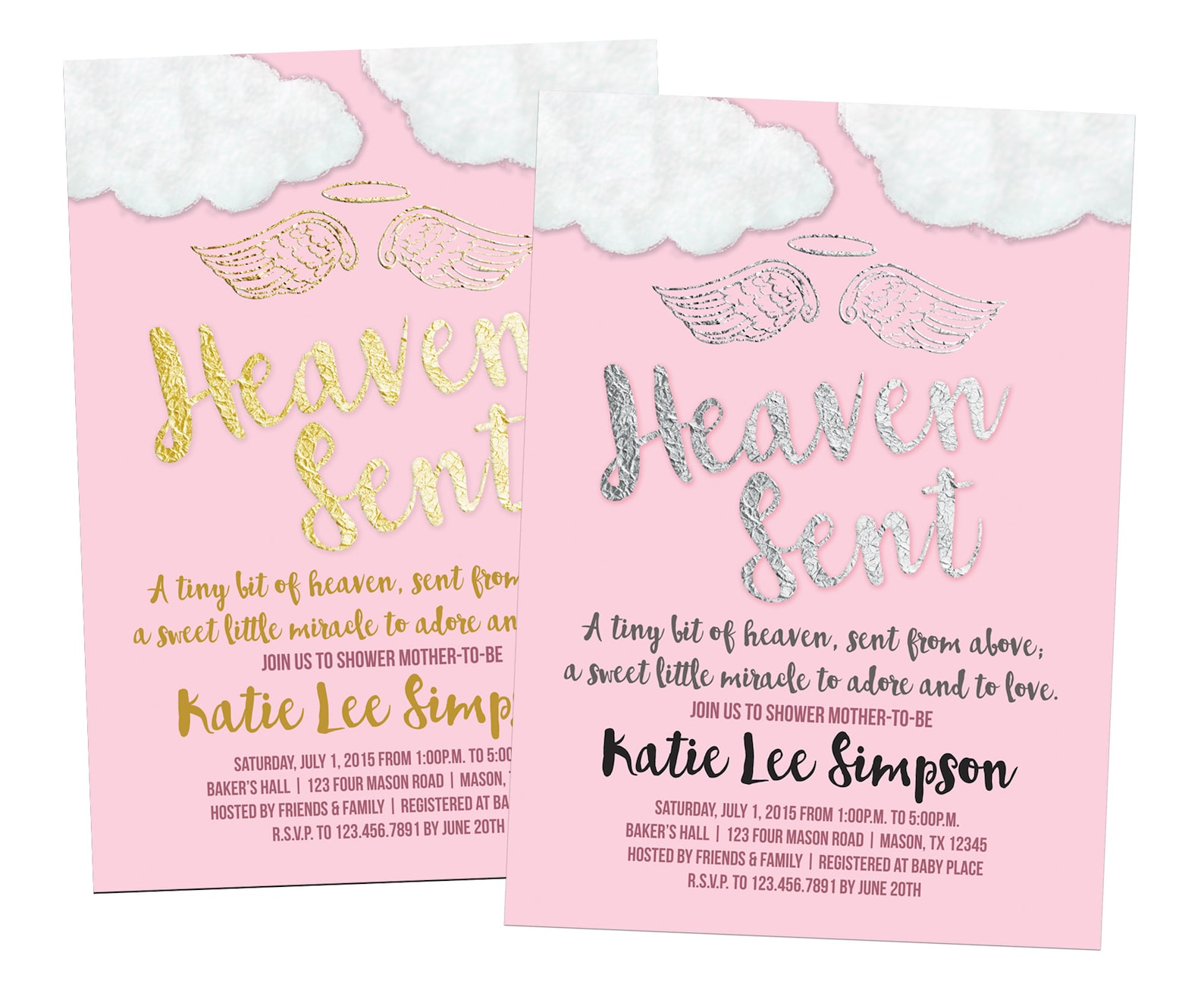 Printable Heaven Sent Baby Shower Invitations DIY Boy Baby | Etsy