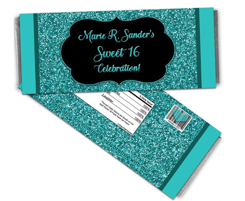 Turquoise Sweet 16 Party Favors Sweet 16 Candy Wrappers - Etsy