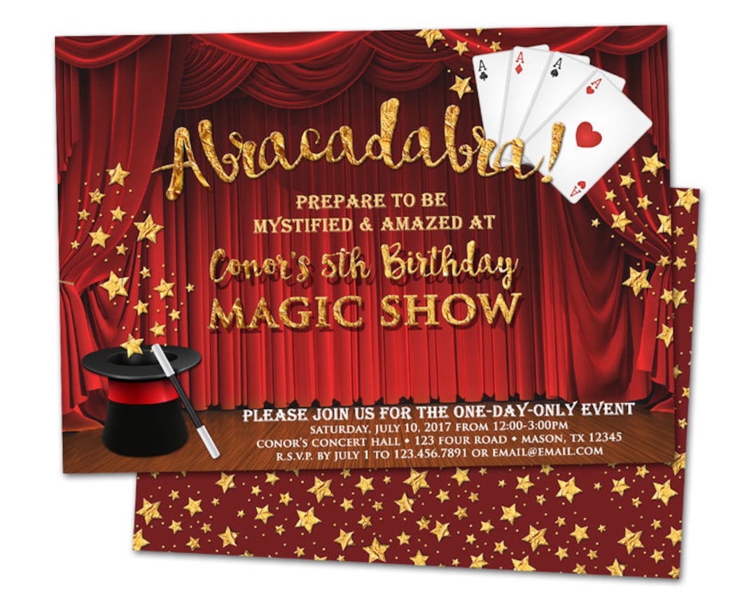 Magician Birthday Invitations Magic Show Party Invites - Etsy
