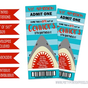 Shark Ticket Invitation Boy Shark VIP Admission Ticket | Etsy
