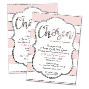 Pink Adoption Baby Shower Invitation - Girl Adoption Baby Shower ...