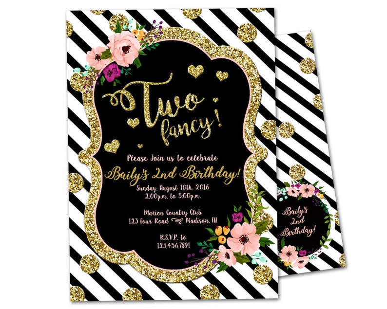 Two Fancy Birthday Invitations Two Fancy Invitation Girl - Etsy