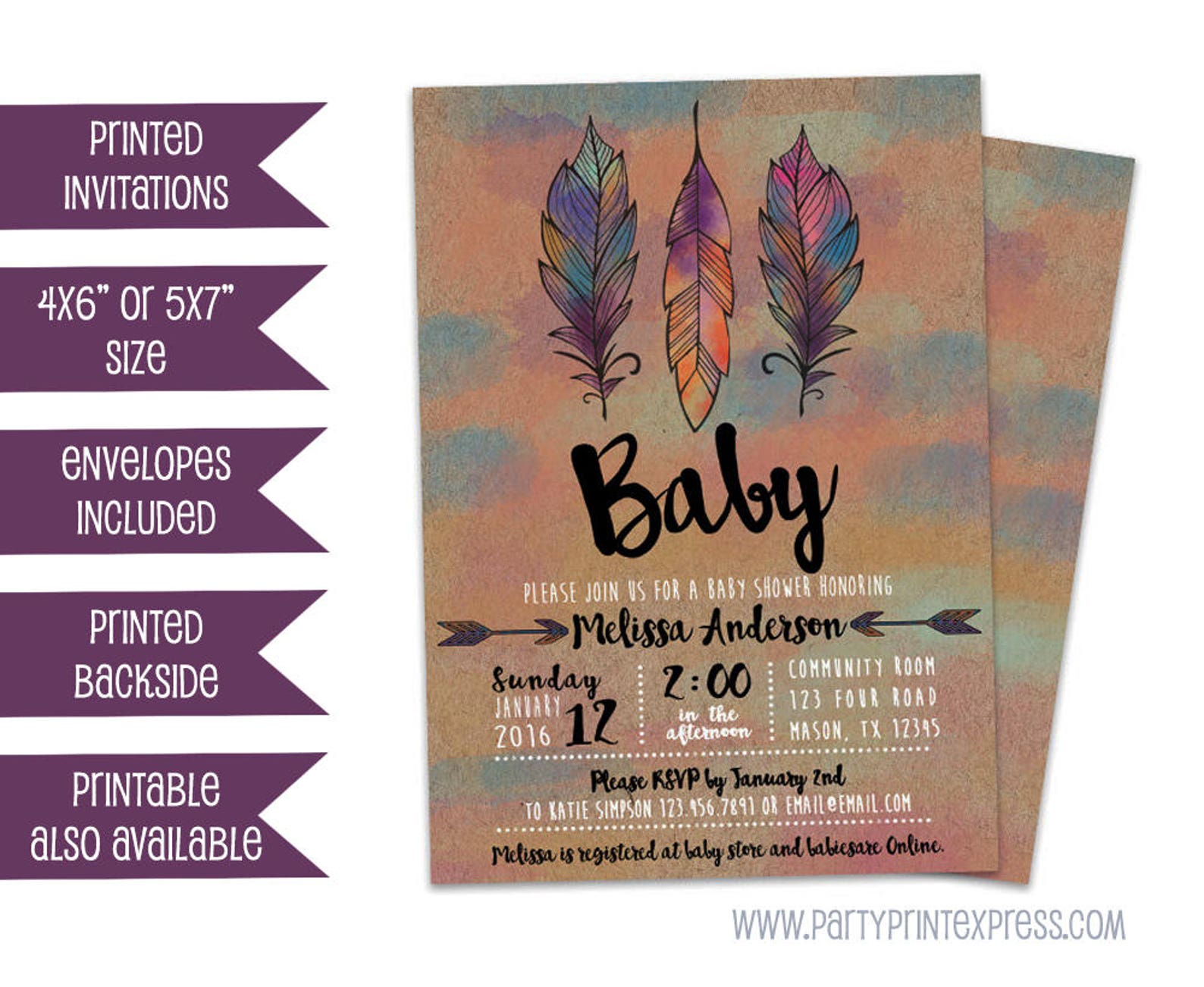 Tribal Baby Shower Invitation Aztec Baby Shower Invite - Etsy