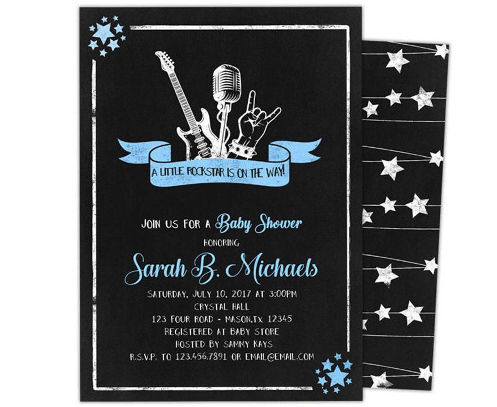 Rockstar Baby Shower Invitations - Rock N Roll Baby Shower Invite - Boy ...