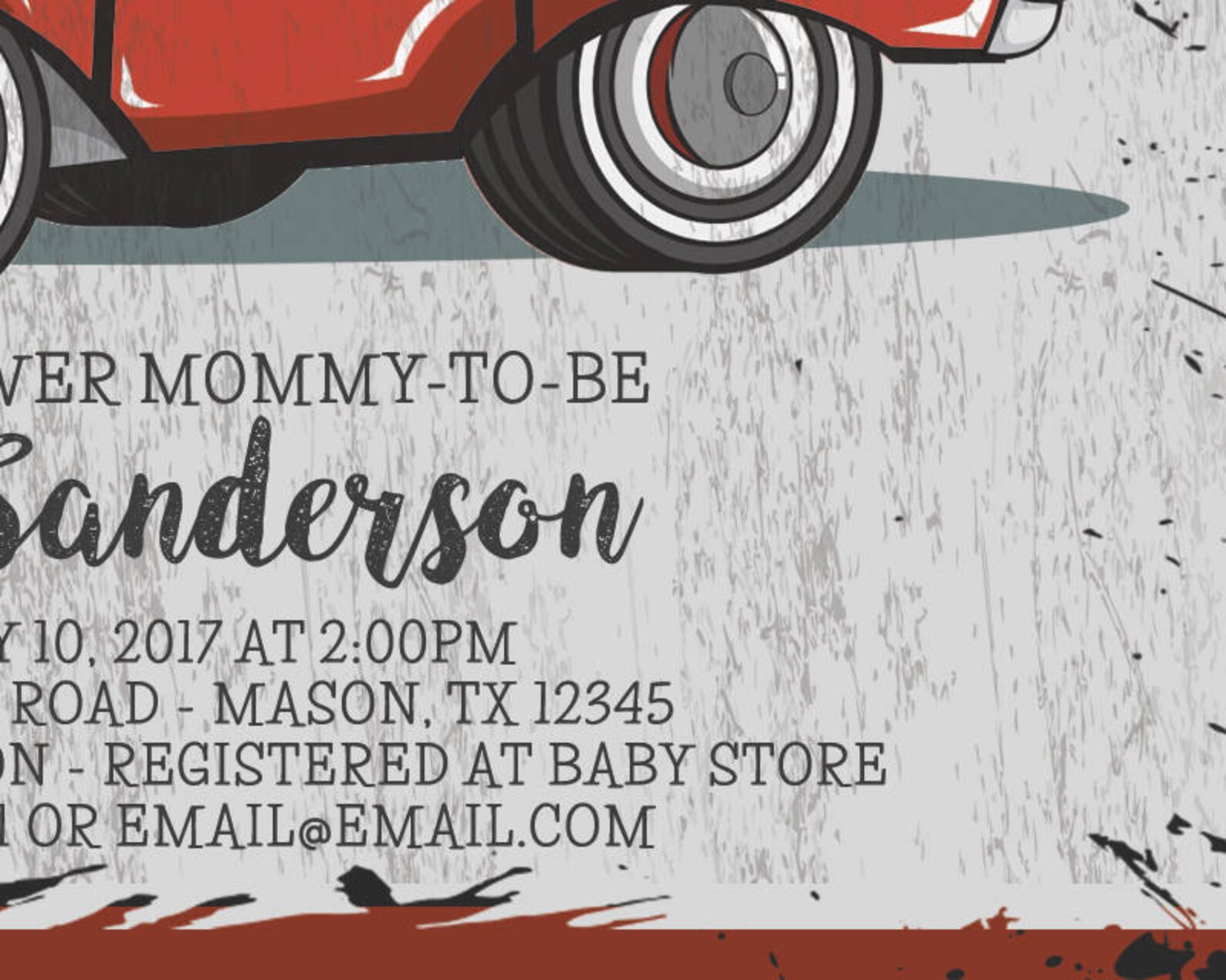 Vintage Red Car Baby Shower Invitations Retro Red Truck Baby - Etsy