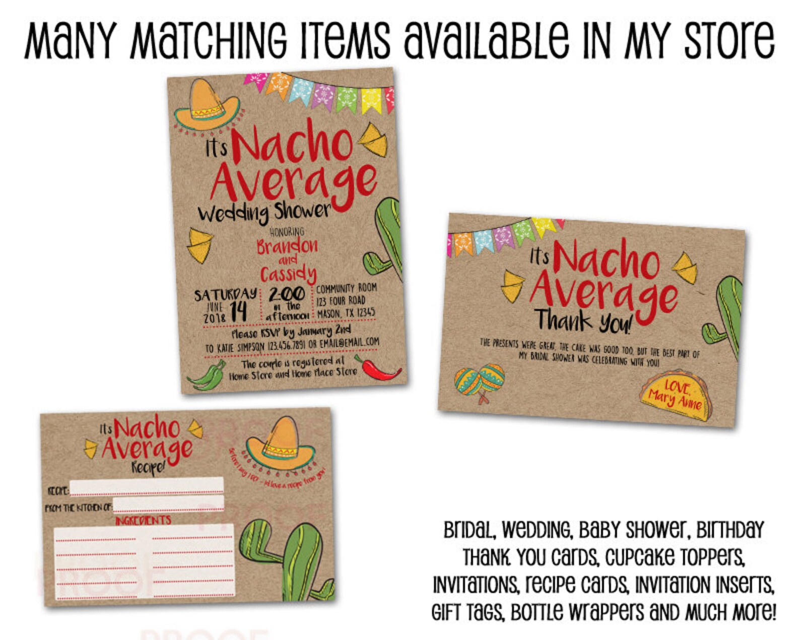 Nacho Average Bridal Shower Invitation Nacho Fiesta Wedding Shower Taco ...
