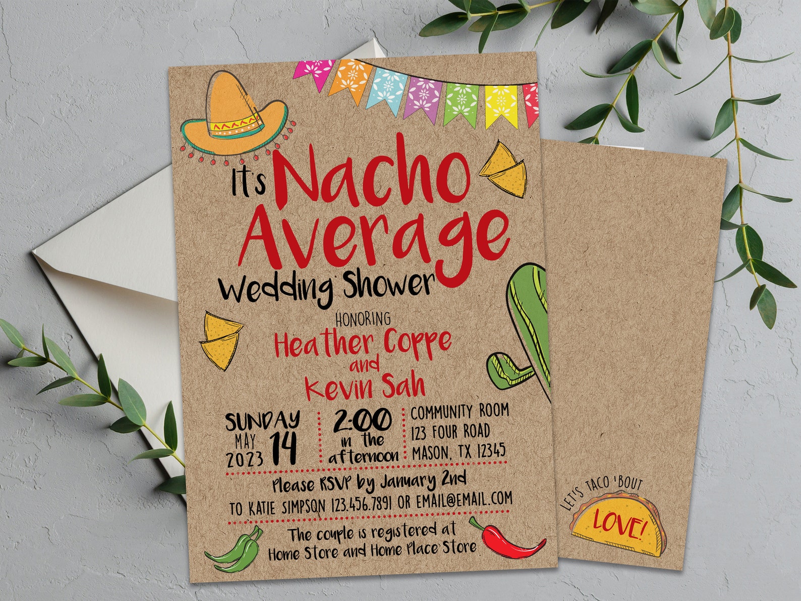 Nacho Average Bridal Shower Invitation Nacho Fiesta Wedding Shower Taco ...