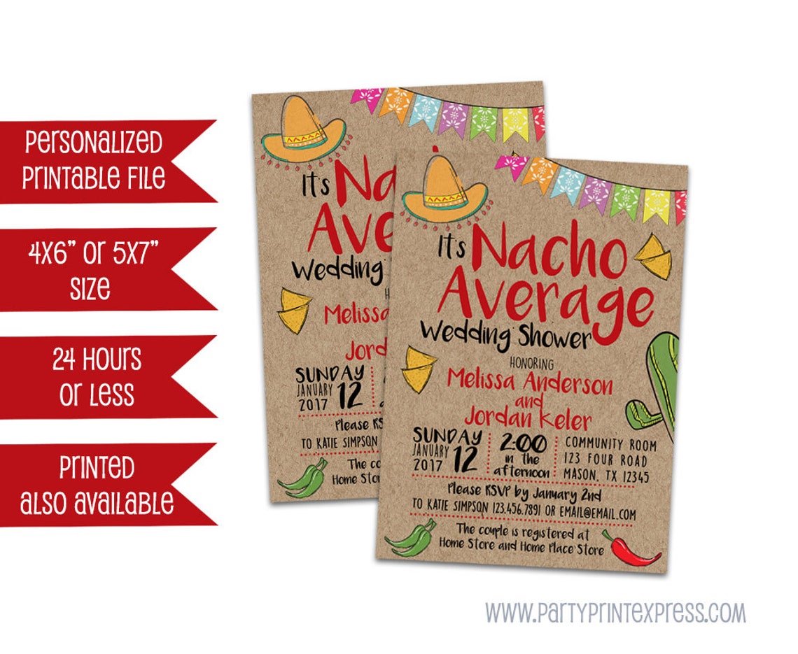 Printable Nacho Wedding Shower Invitation Nacho Average | Etsy