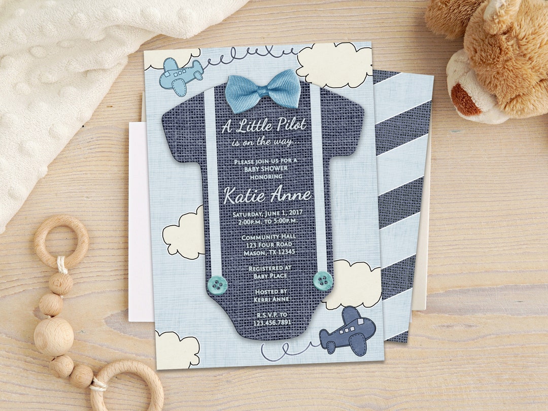 Little Pilot Baby Shower Invitation Airplane Baby Shower Invitations ...