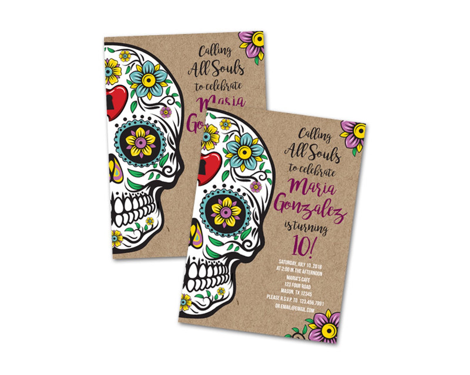 Sugar Skull Birthday Invitation Sugar Skull Invitations - Etsy