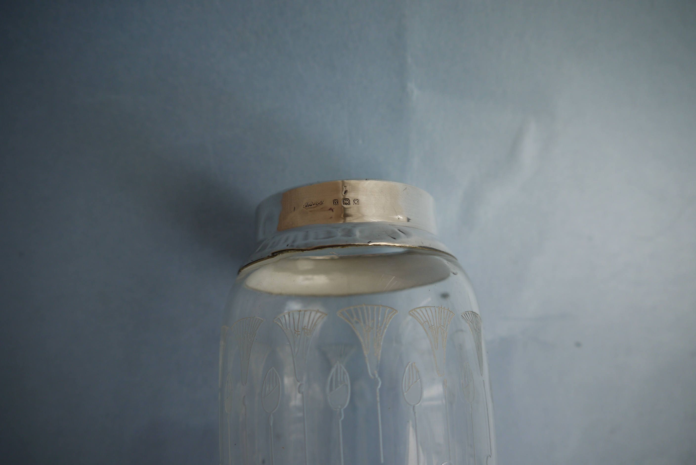 Henry Perkins & Sons, London Etched Glass Vase With Sterling Silver Top ...