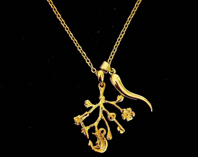 Cimaruta and Italian Horn Cornicello Necklace in 18K Gold Vermeil - Etsy