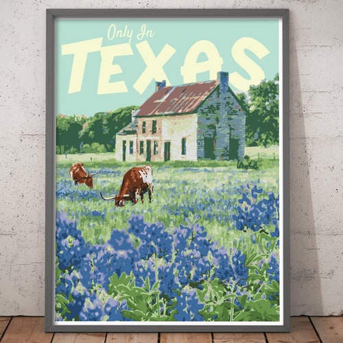 Retro Style Travel Poster Texas Vintage Rustic Poster Print - Etsy