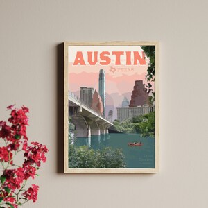 Austin Texas Travel Poster, Austin Texas Vintage Style Print - Etsy