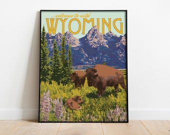 Vintage Wyoming Poster - Etsy