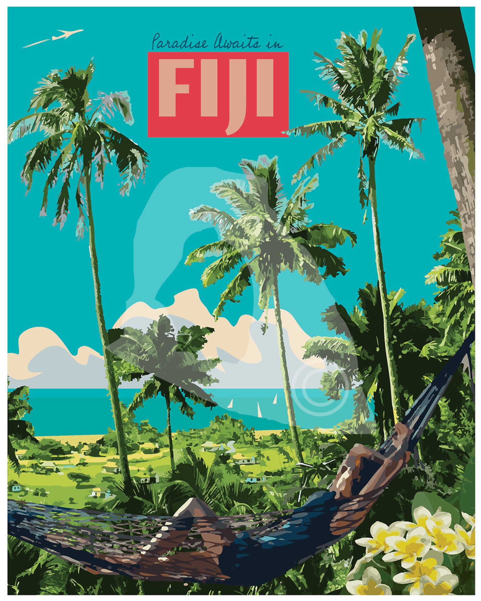 Fiji Travel Poster Fiji Poster Fiji Beach Poster Vintage | Etsy
